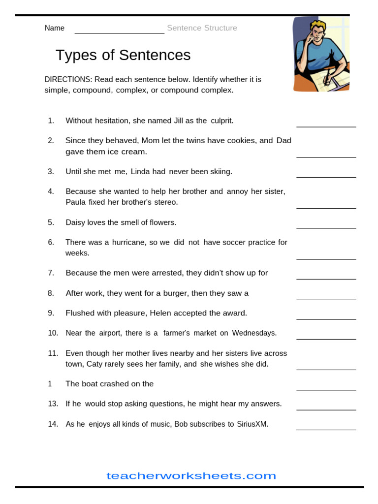 Identify Sentence Types Worksheet | PDF