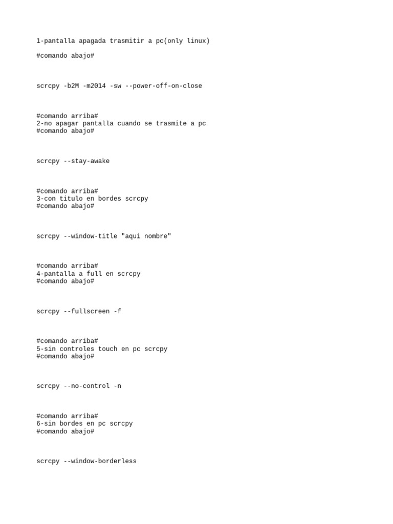 Scrcpy Codigos | PDF | Informática | Tecnología digital