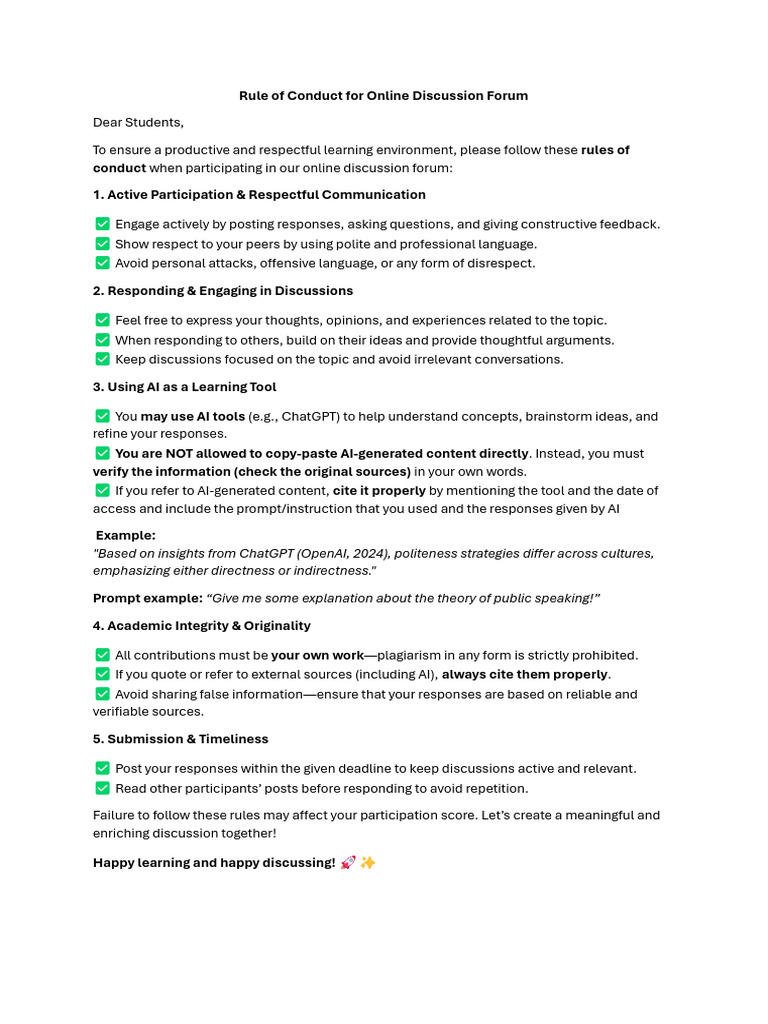 Online Forum Conduct Guidelines | PDF