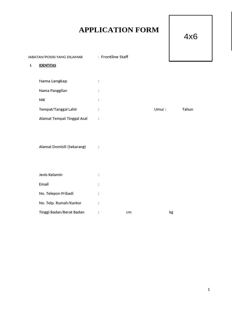 Form Lamaran Kerja | PDF