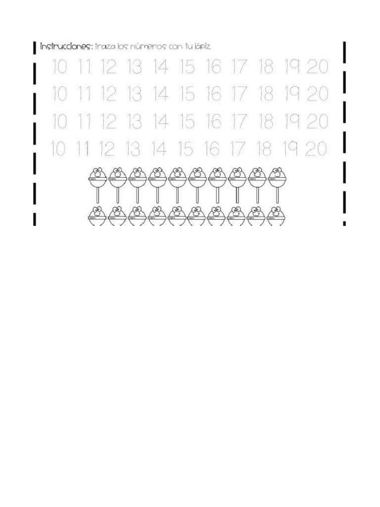 Trazo de Numeros Del 1 Al 20 | PDF