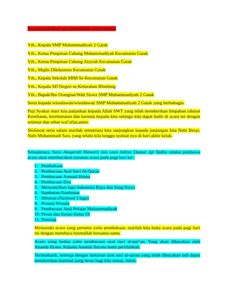 Teks MC Wisuda | PDF