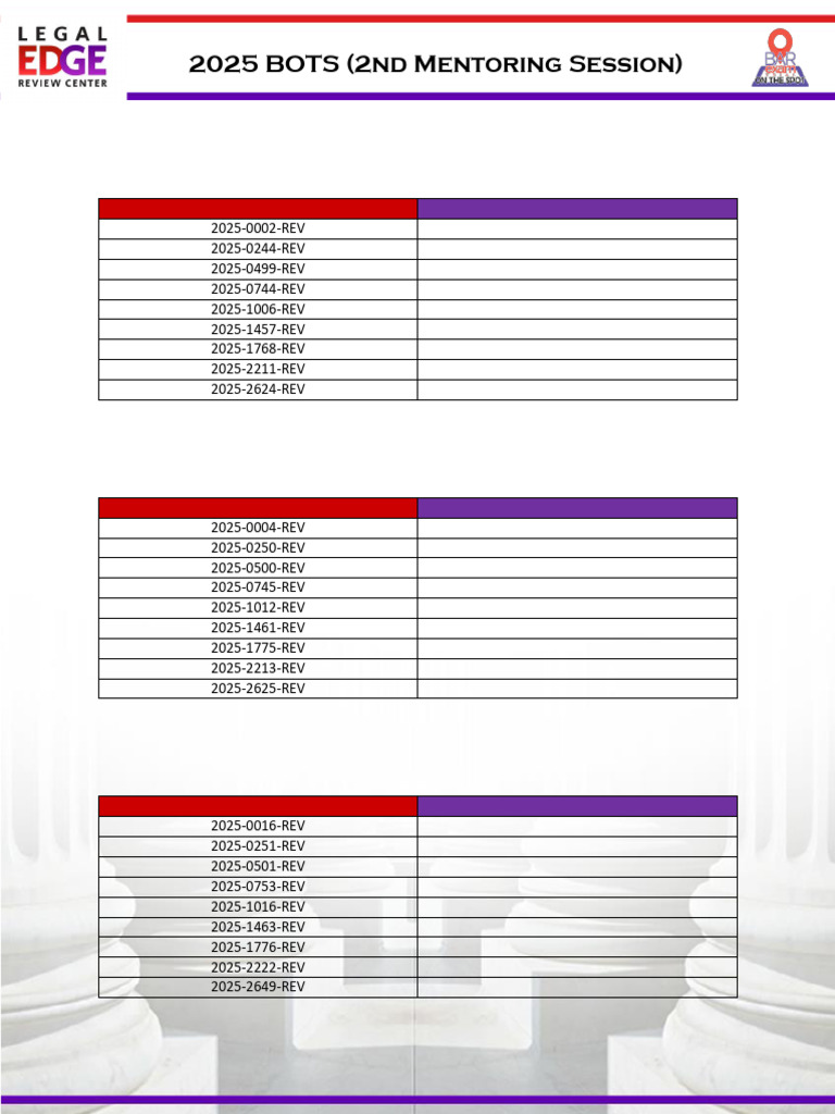 2025 Legal EDGE BOTS 2nd Mentoring Session - Schedule - Final - For ...
