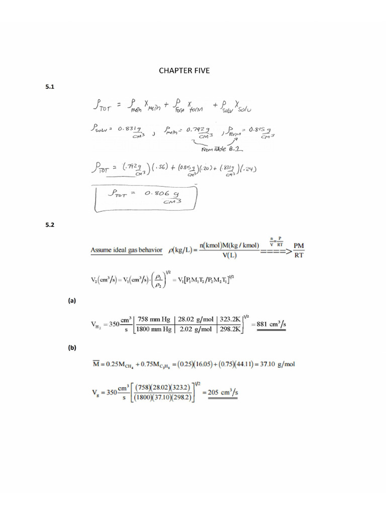 Elementary Principles of Chemical Processes Chapter 3 by Richard M. Felder, Ronald W. Rousseau ...