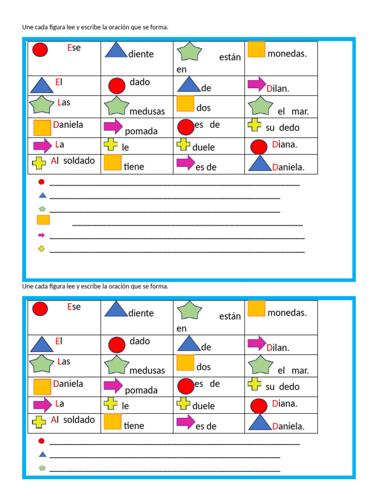Formar Oraciones Con Figuras | PDF