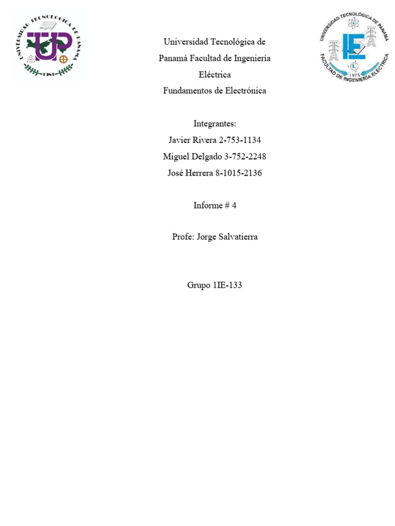 Experimento #4 Fundamentos de Electronica 1IE133 | PDF | Diodo | Electrónica