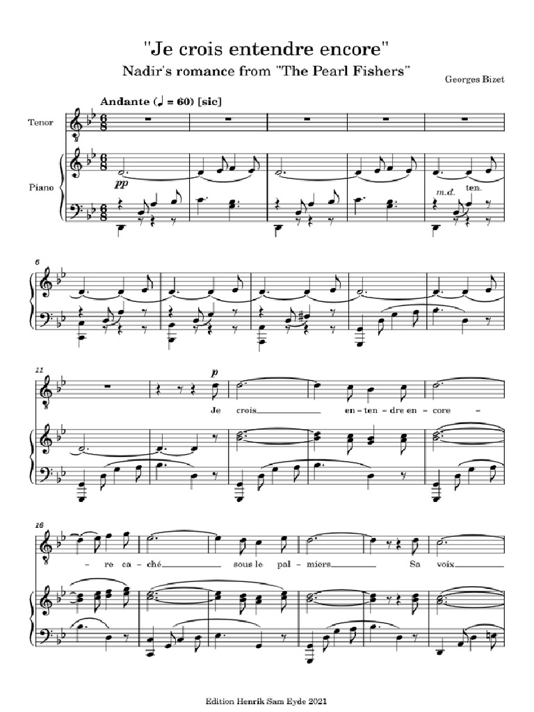 Bizet - Je Crois Entendre Encore GM | PDF