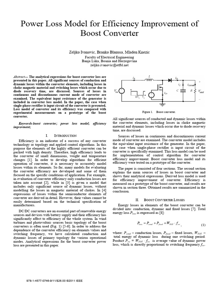 Boost Converter Loss Analysis and Model | PDF | Rectifier | Mosfet