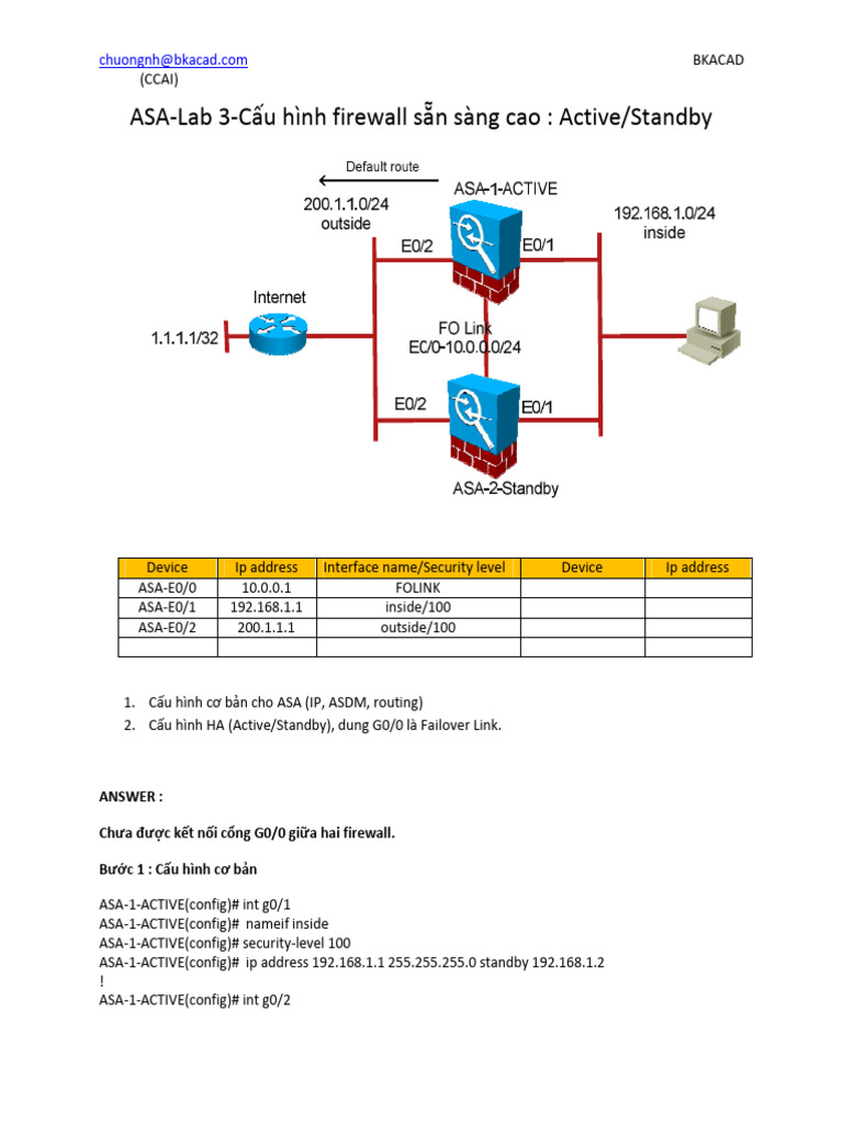 ASA - Lab 3-Cau Hinh Active-Standby | PDF | Network Protocols | Internet