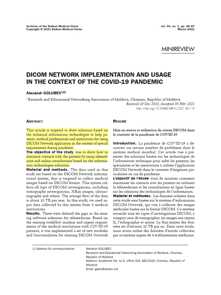 Dicom Network Implementation and Usage in The Context-1 | PDF | Computing