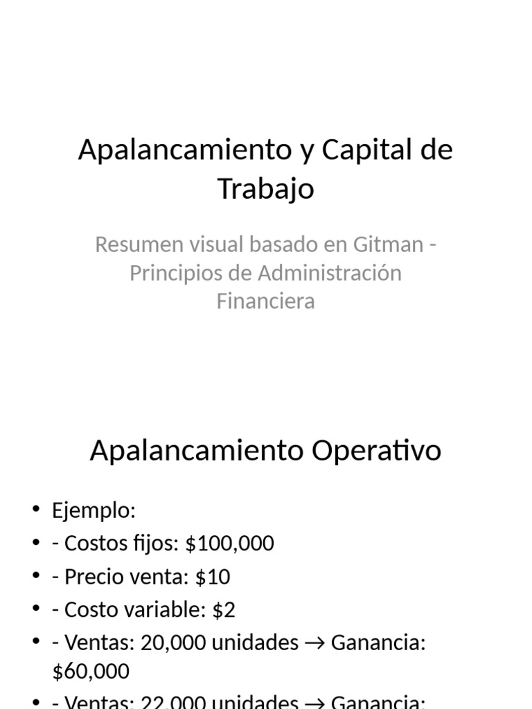 Apalancamiento y Capital de Trabajo Gitman | PDF