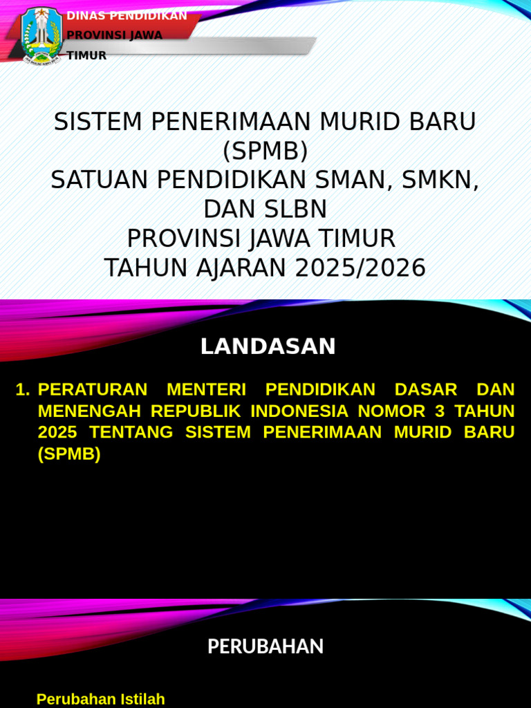 Rencana SPMB Jatim 2025 Ke SMP | PDF