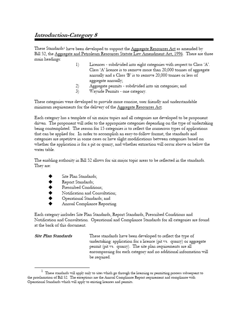 ONTARIO LVL 8 Class B Quarry Above Water MNR - E000034 | PDF | License ...