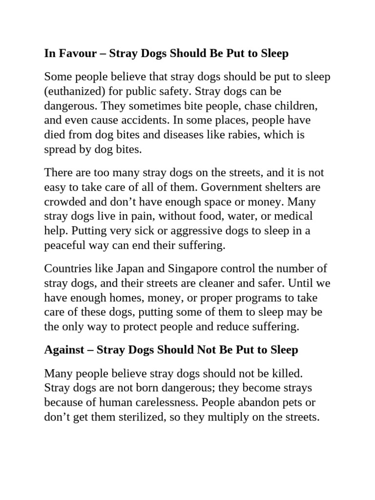 Stray Dogs: Euthanasia vs. Alternatives | PDF