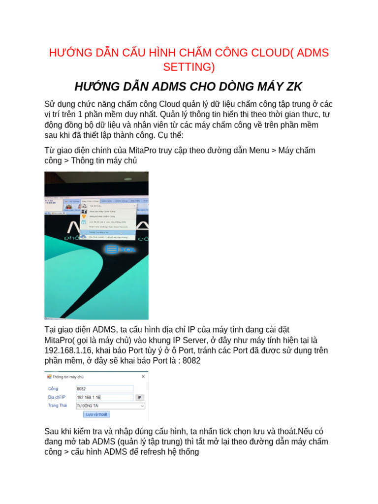 Chấm Công Cloud (Adms) | PDF