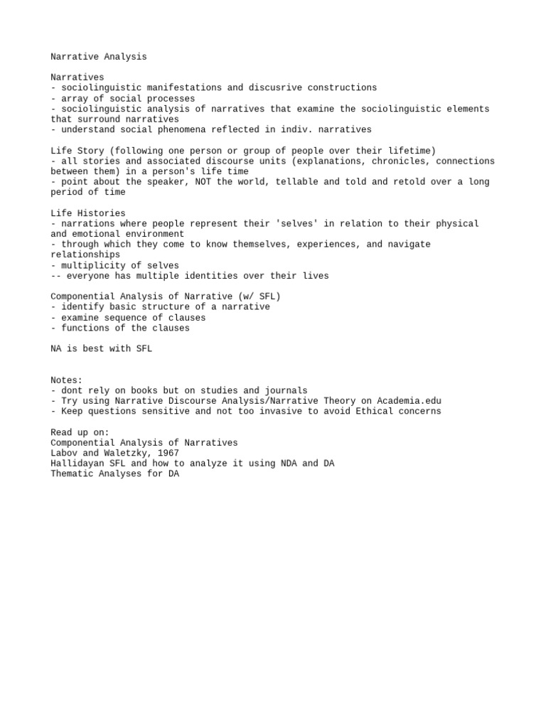 Narrative Analysis | PDF