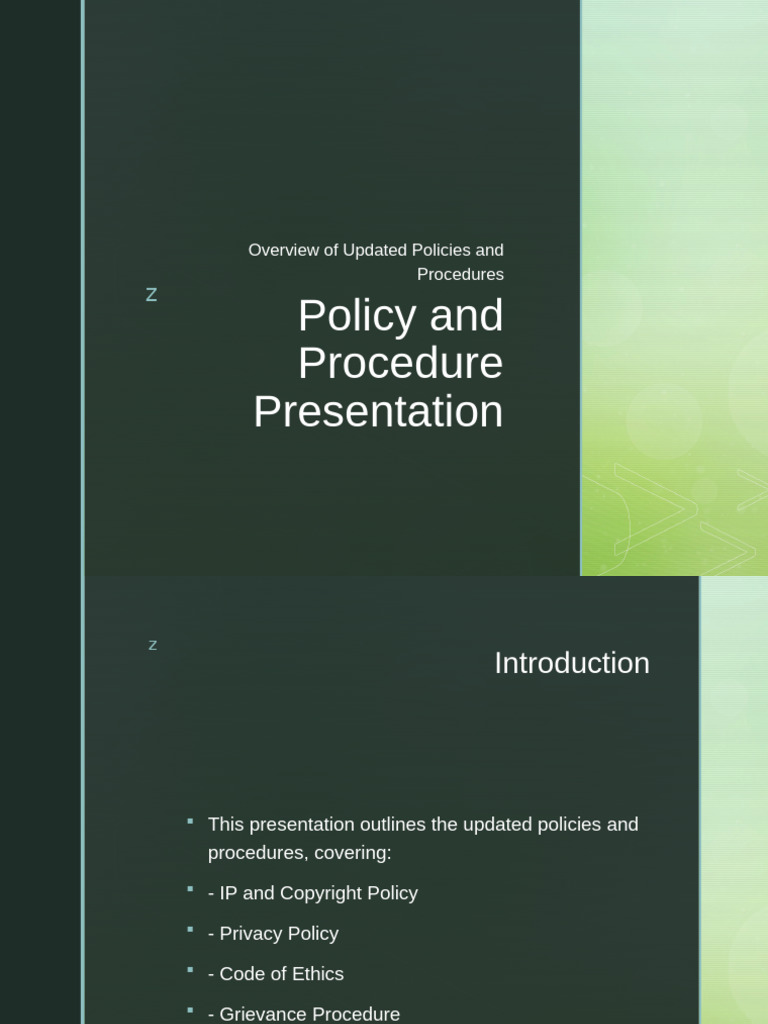 Updated Policies and Procedures Overview | PDF