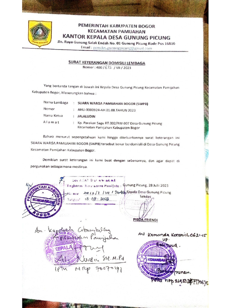 Surat Keterangan Domisili SWPB 2 | PDF