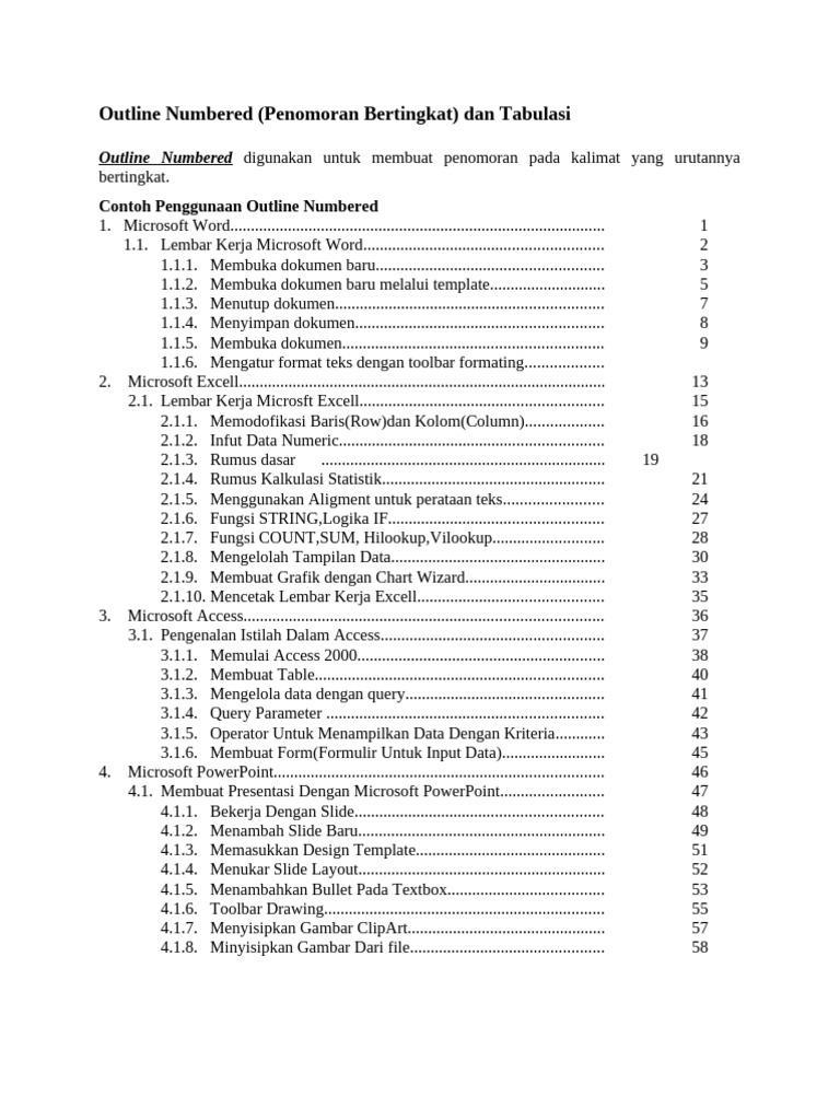 Contoh Outline Numbered | PDF
