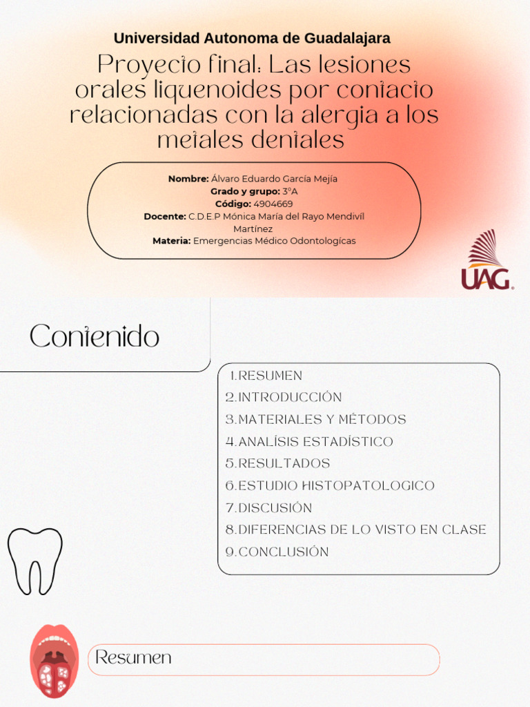 Proyecto Final Garcia Mejia 3a | PDF | Alergia | Odontología