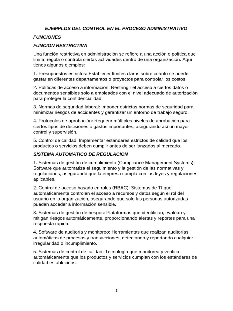 Ejemplos de Control Administrativo | PDF | Indicador de rendimiento ...