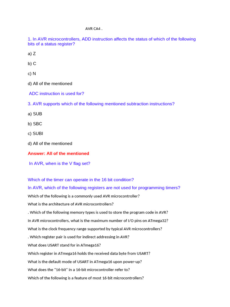 AVR CA4 | PDF | Microcontroller | Automation