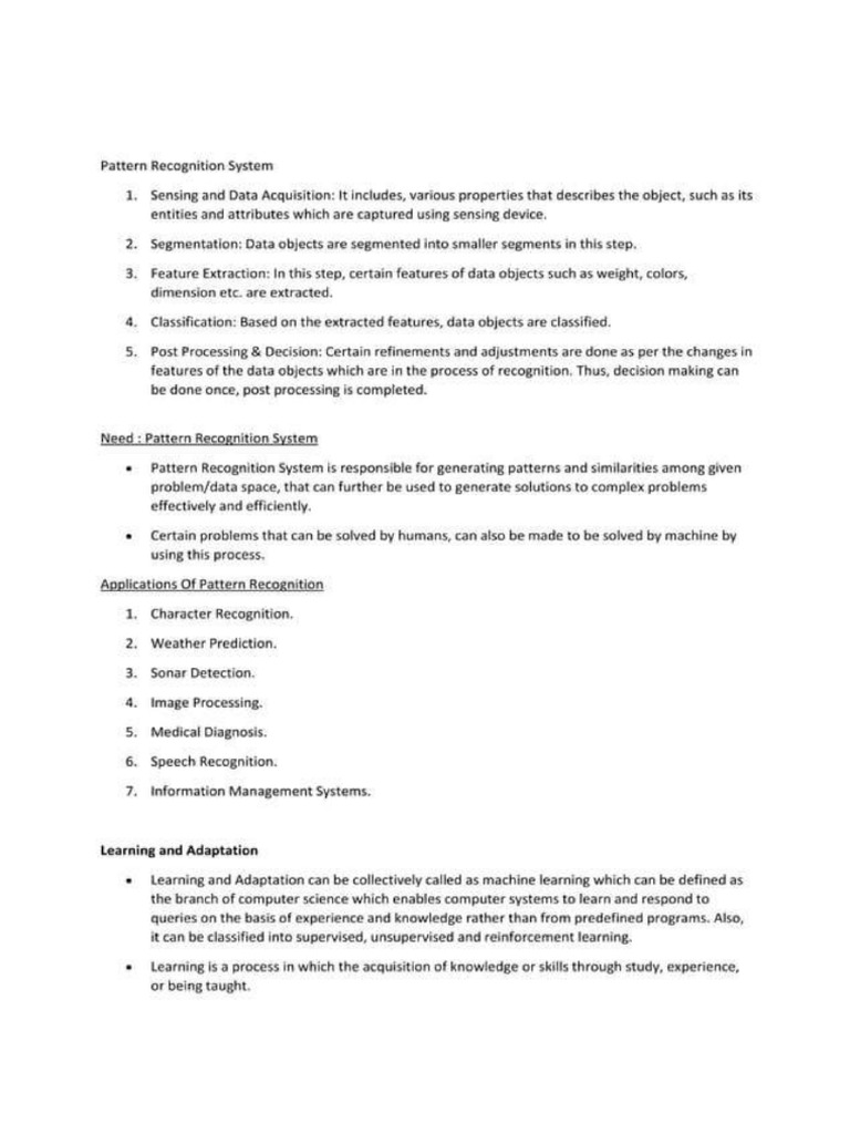 Pattern Recognition Notes Part-2 - Studocu | PDF