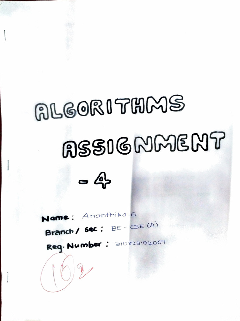 Algorithms Assignment 4 | PDF | Algorithms And Data Structures | Computational Complexity Theory