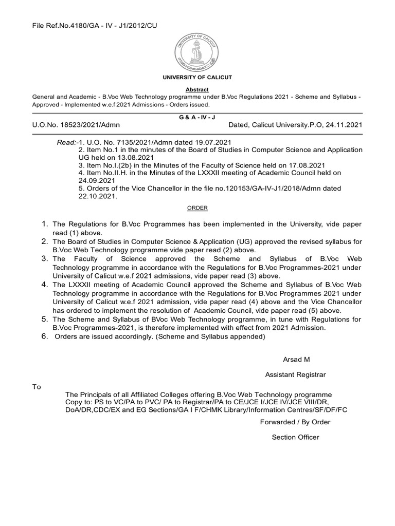 BVoc_WT_2021 | PDF | Educational Stages