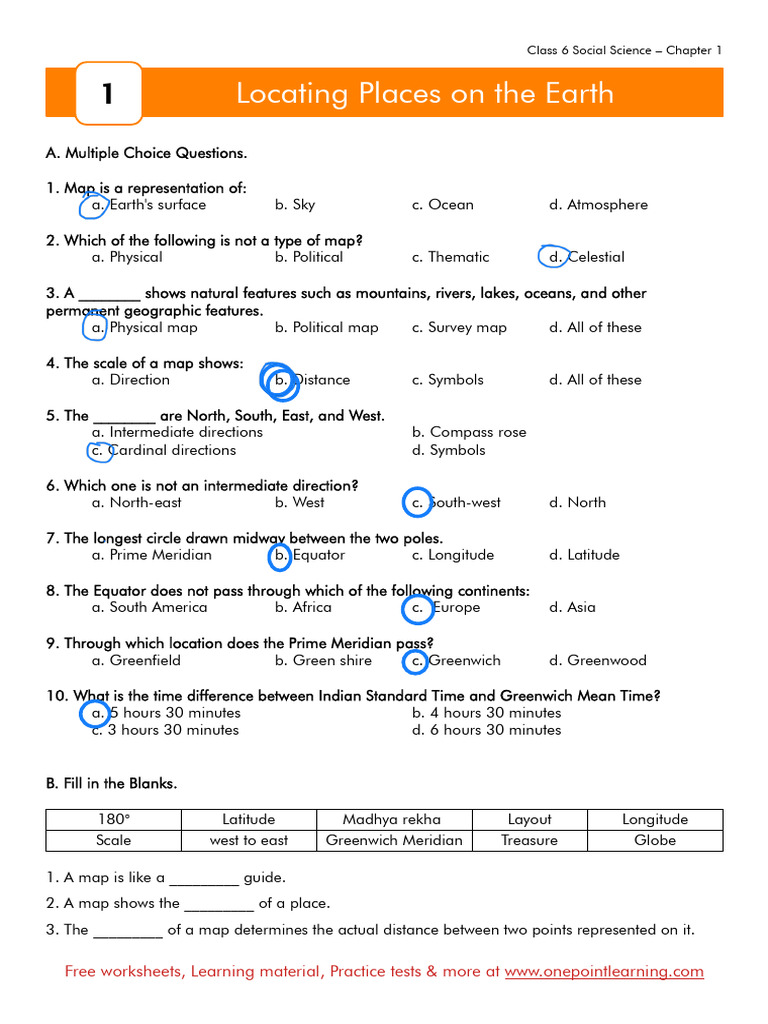 Chapter 1 Locating Places On The Earth Worksheet | PDF | Latitude ...