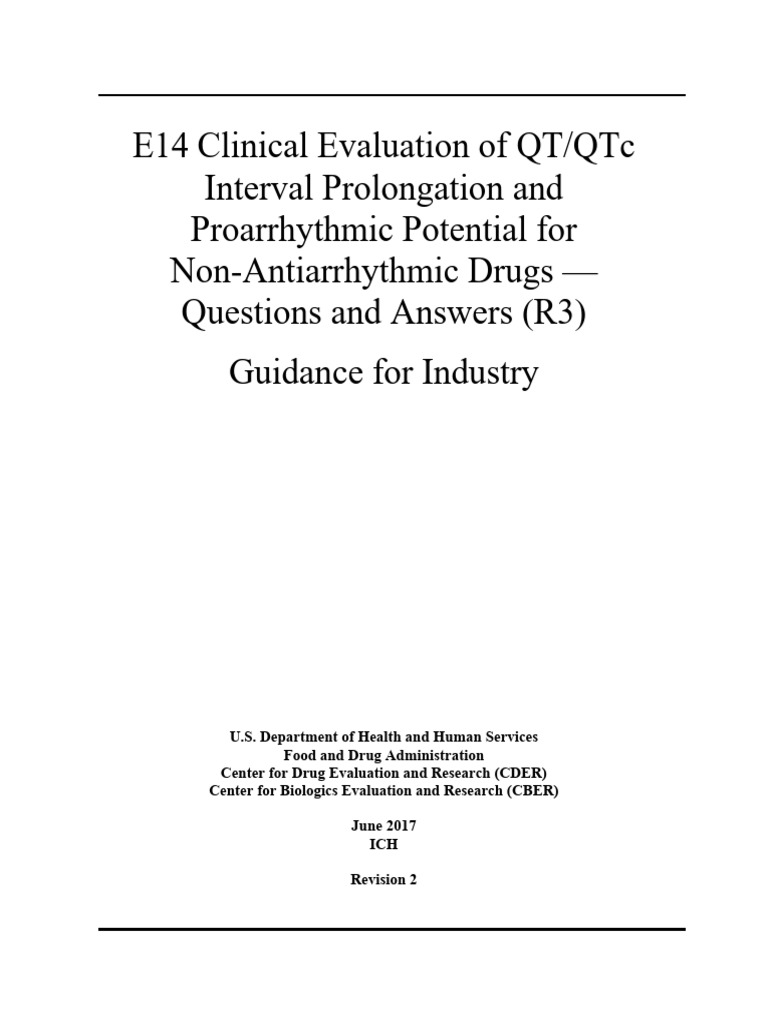 E14 Clinical Evaluation of QT QTC Interval Non-Antiarrhythmic Drugs Qs and As (R3) | PDF