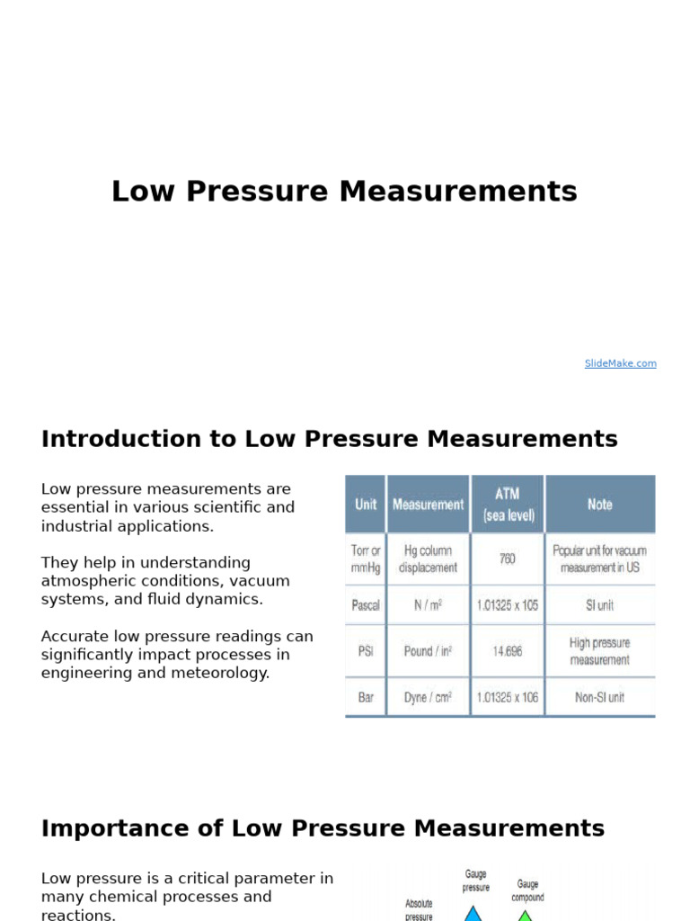Low Pressure Measurements | PDF | Pressure Measurement | Calibration