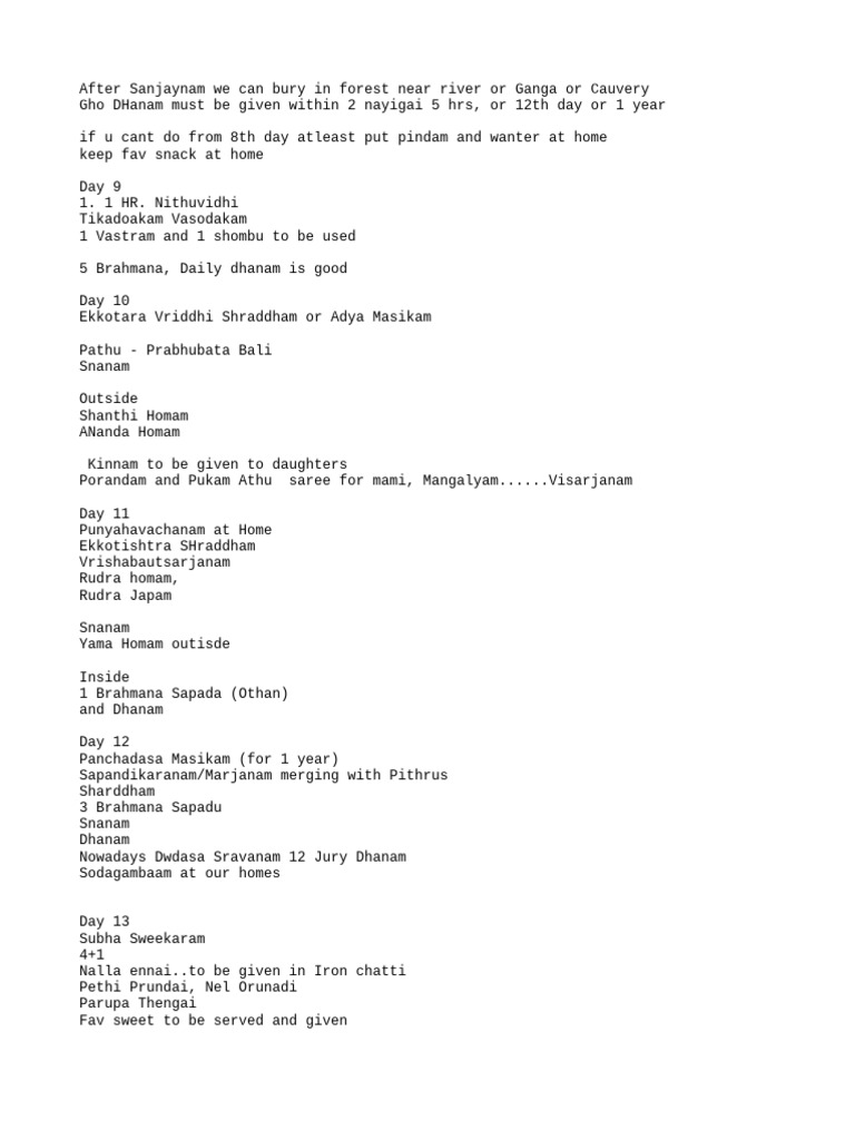 Tamil Brahmin Death Rituals Overview | PDF