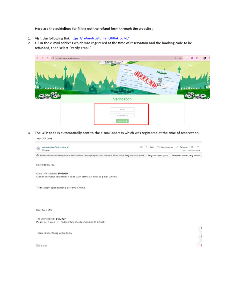 Citilink Refund Form Guidelines | PDF | Identity Document | Credit Card