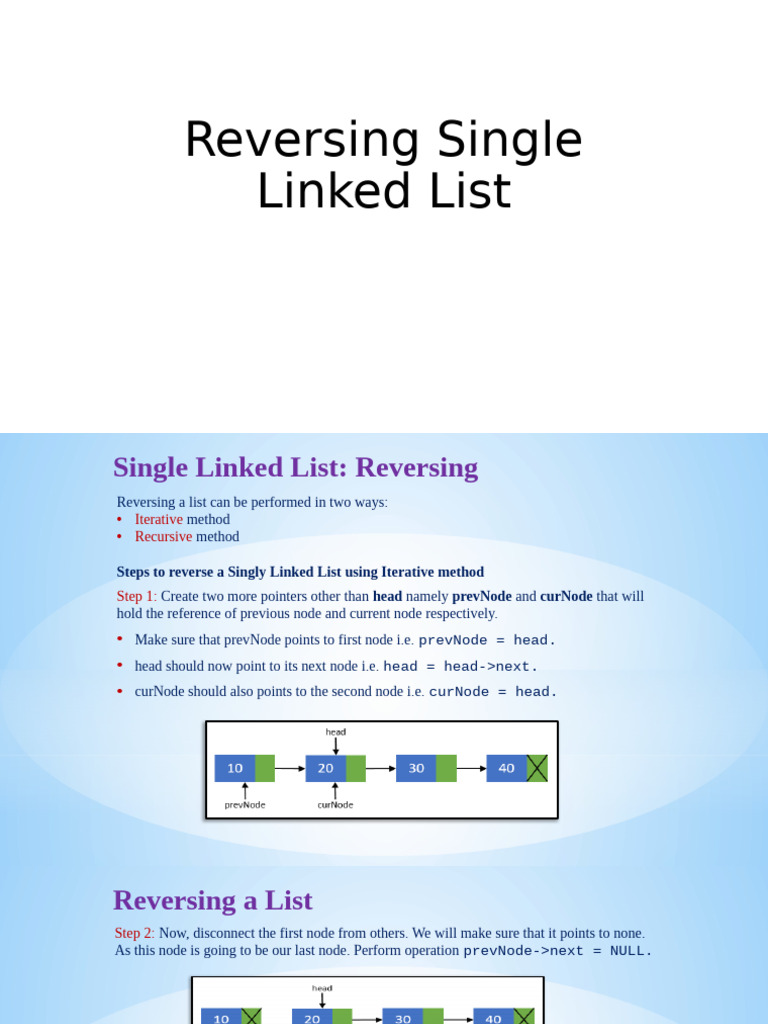Reversing Single Linked List | PDF