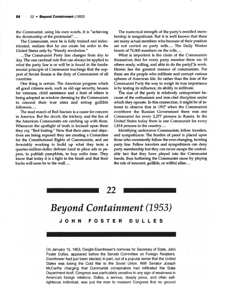 Dulles Beyond Containment | PDF | Communism