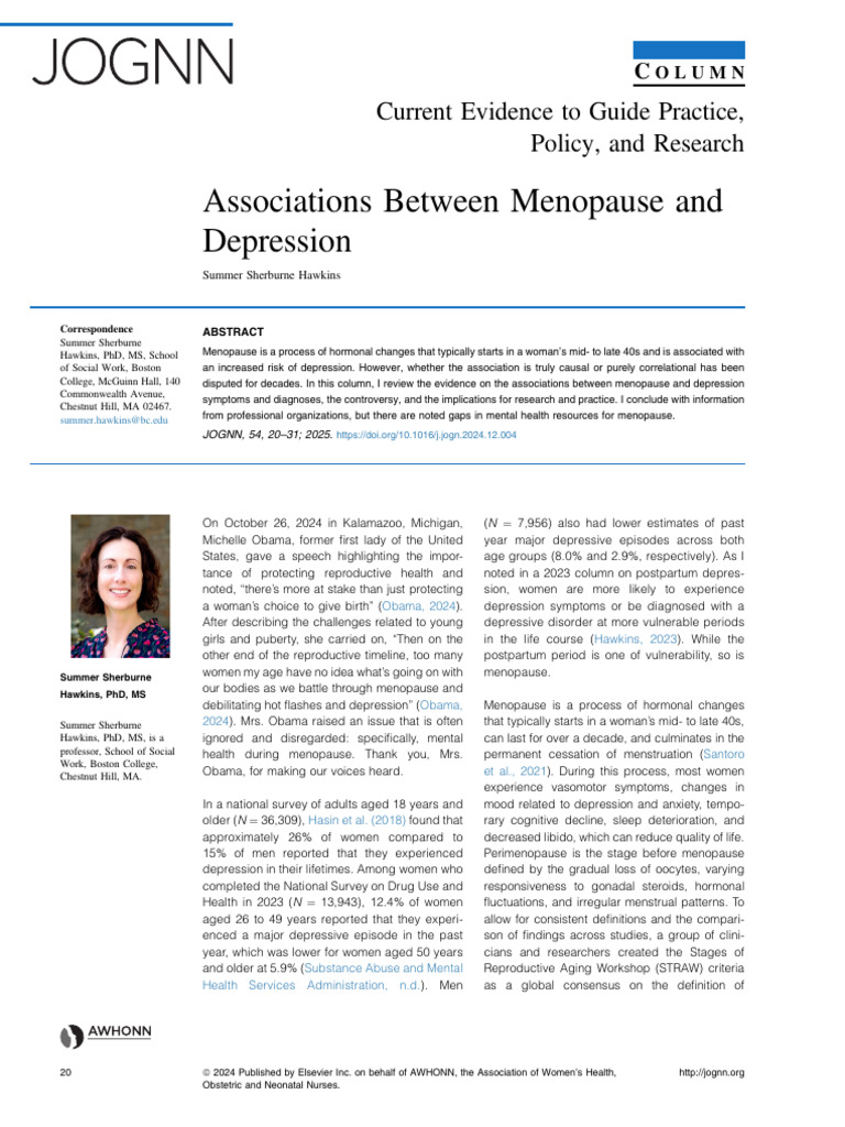 Associations Between Menopause and Depression 2024 | PDF | Menopause ...