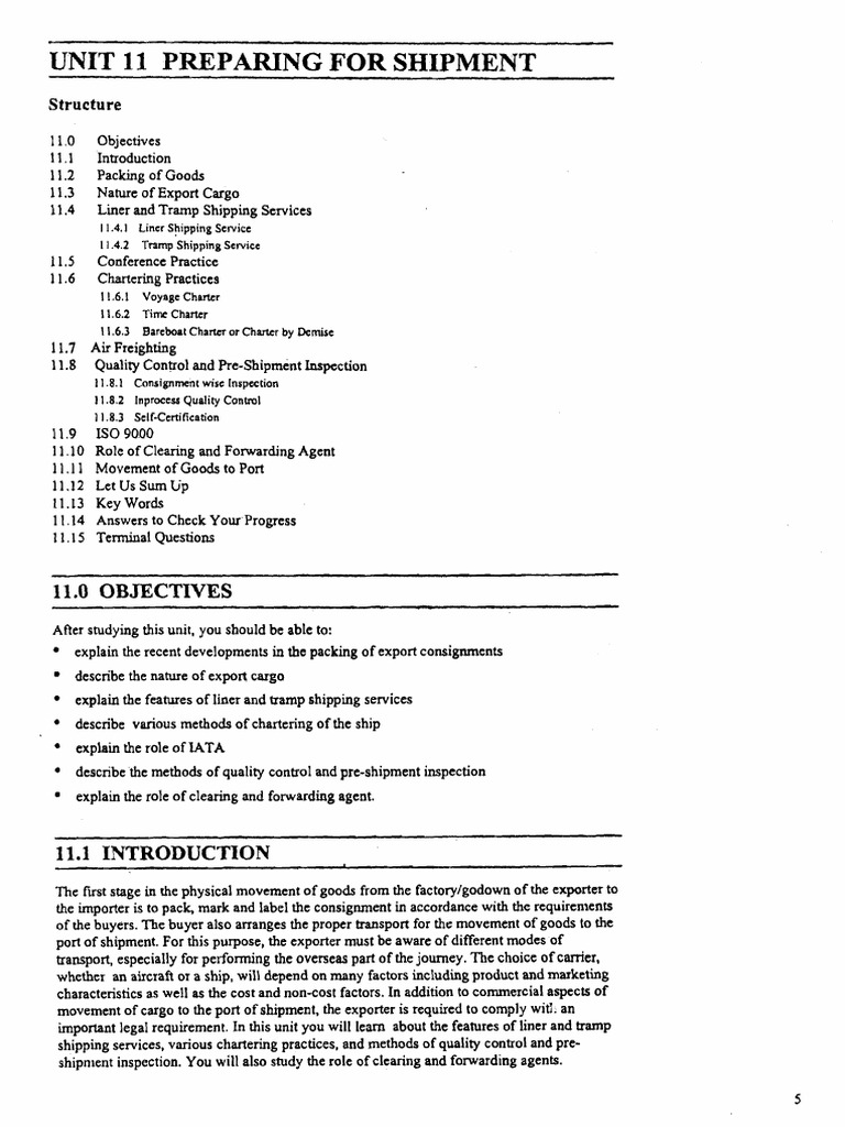 Unit-11 Preparing For Shipment | PDF | Cargo | Containerization