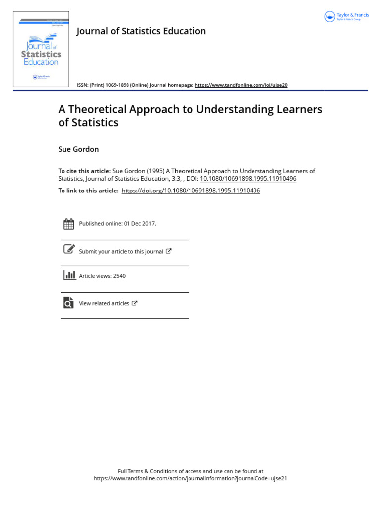 A Theoretical Approach To Understanding Learners of Statistics | PDF ...