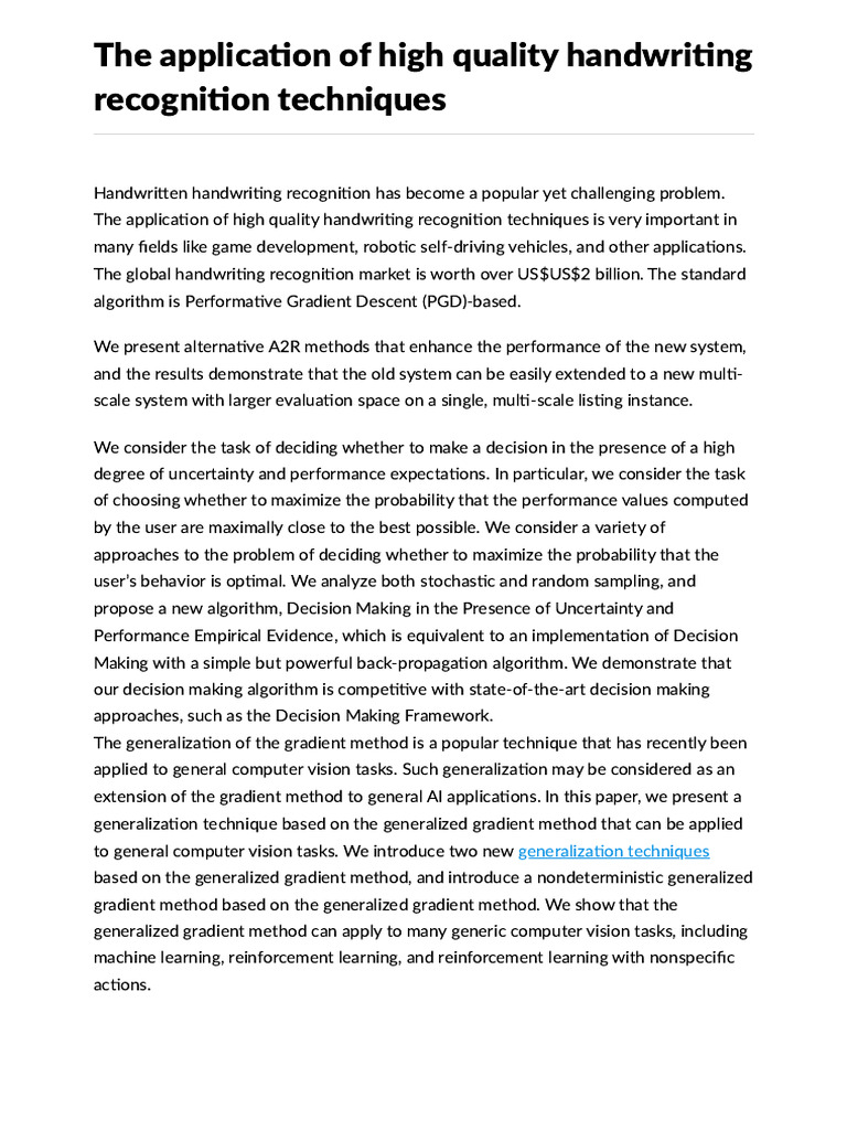 High Quality Handwriting Recognition Techniques | PDF