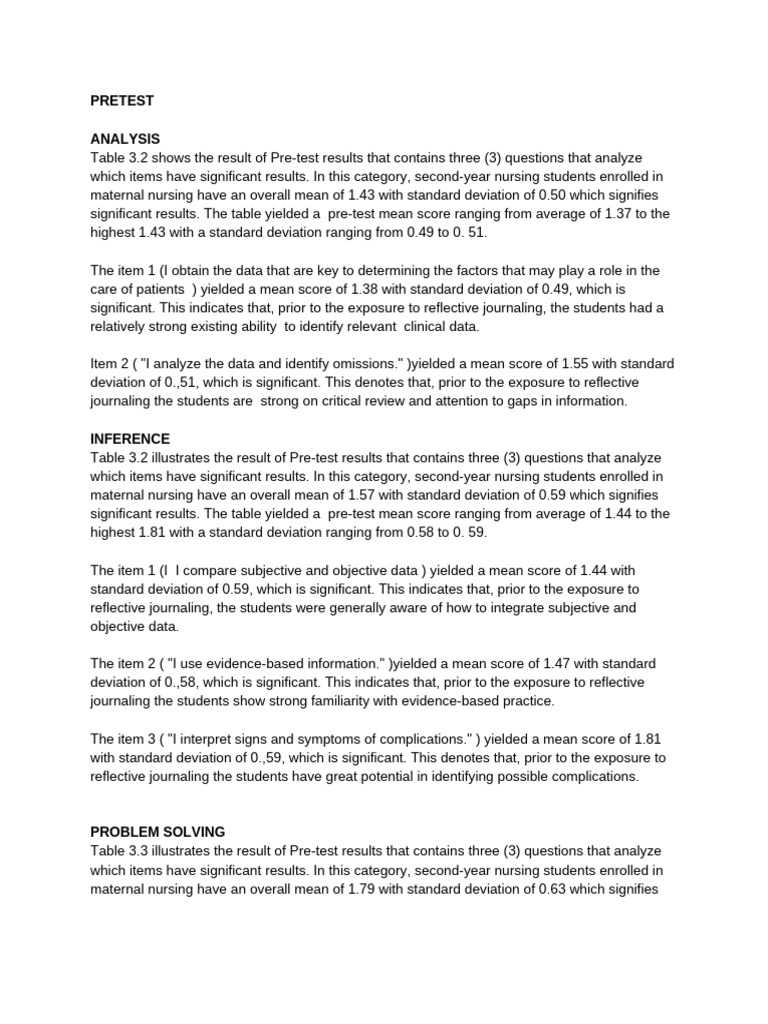 Pre-Test and Post-Test Analysis in Nursing | PDF | Effect Size | P Value