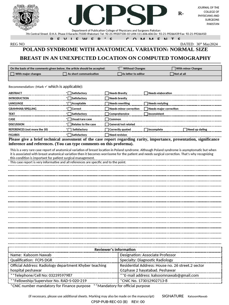 Poland Syndrome Case Report Review | PDF | Medicine | Medical Specialties