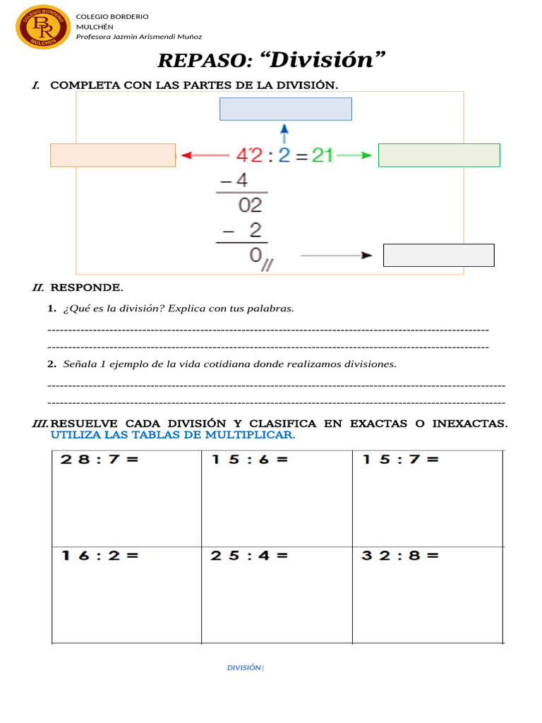 Ejercicios de División para Estudiantes | PDF