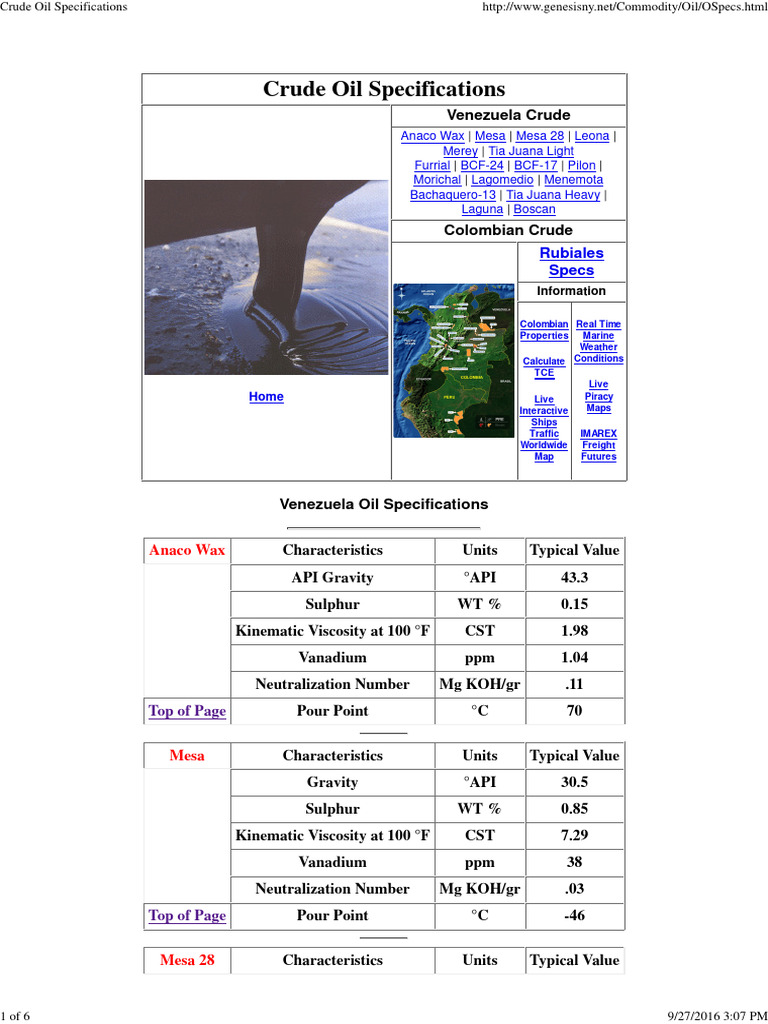 Forcados Crude Oil Specifications | PDF | Viscosity | Petroleum