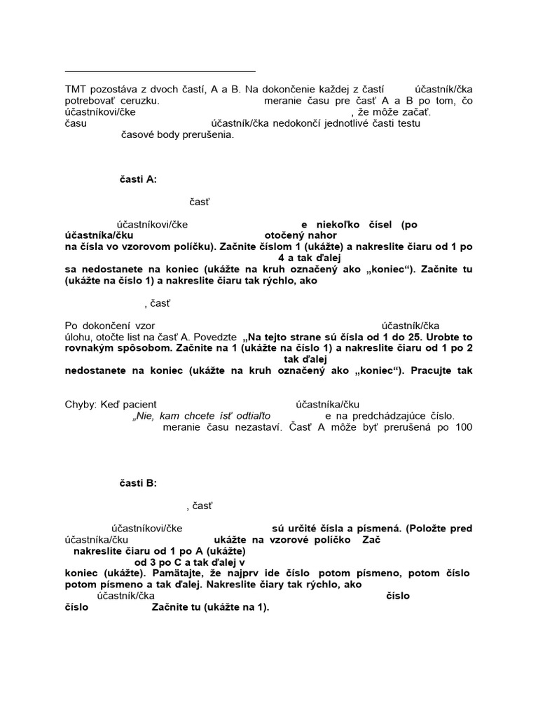 Test Cesty TMT - Trail Making | PDF