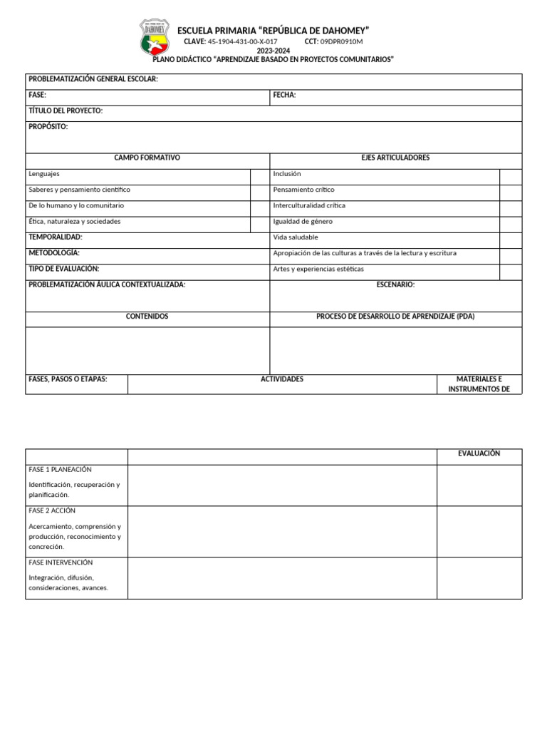 Formato Proyecto Comunitario | PDF