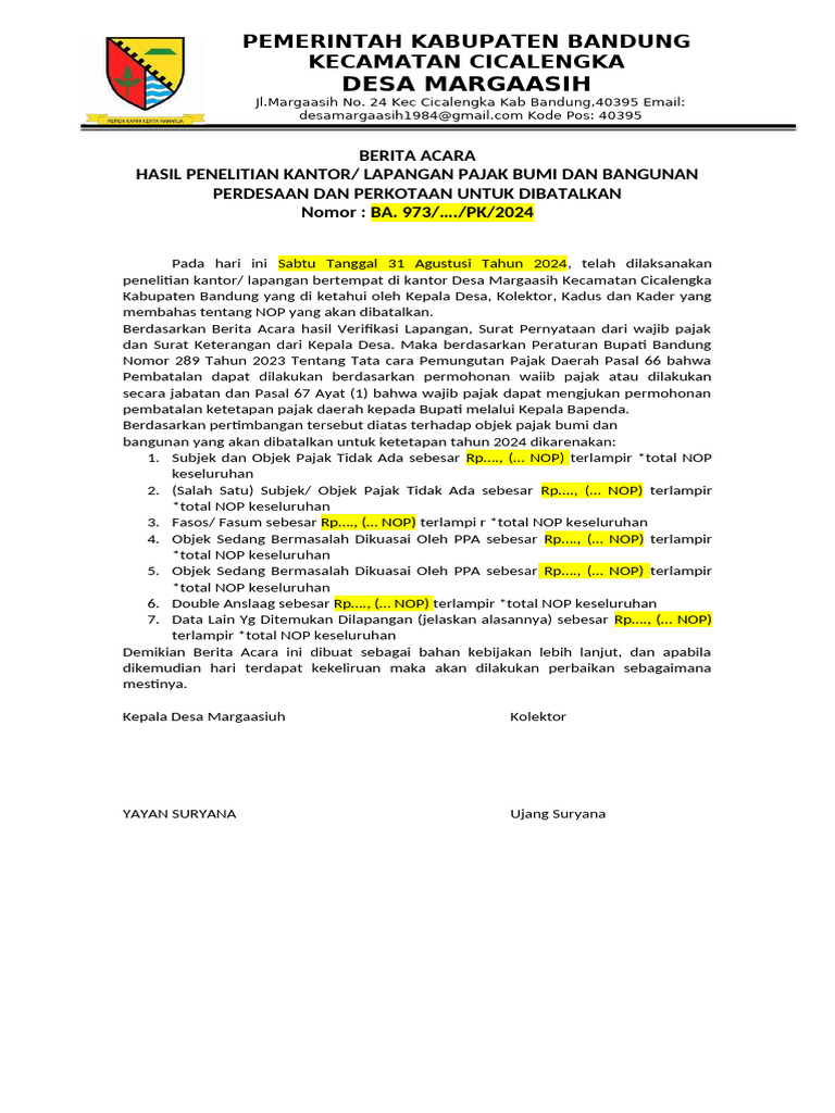 Ba Pembatalan Untuk Desa | PDF