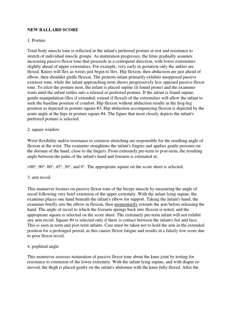 New Ballard Score Assessment Guide | PDF