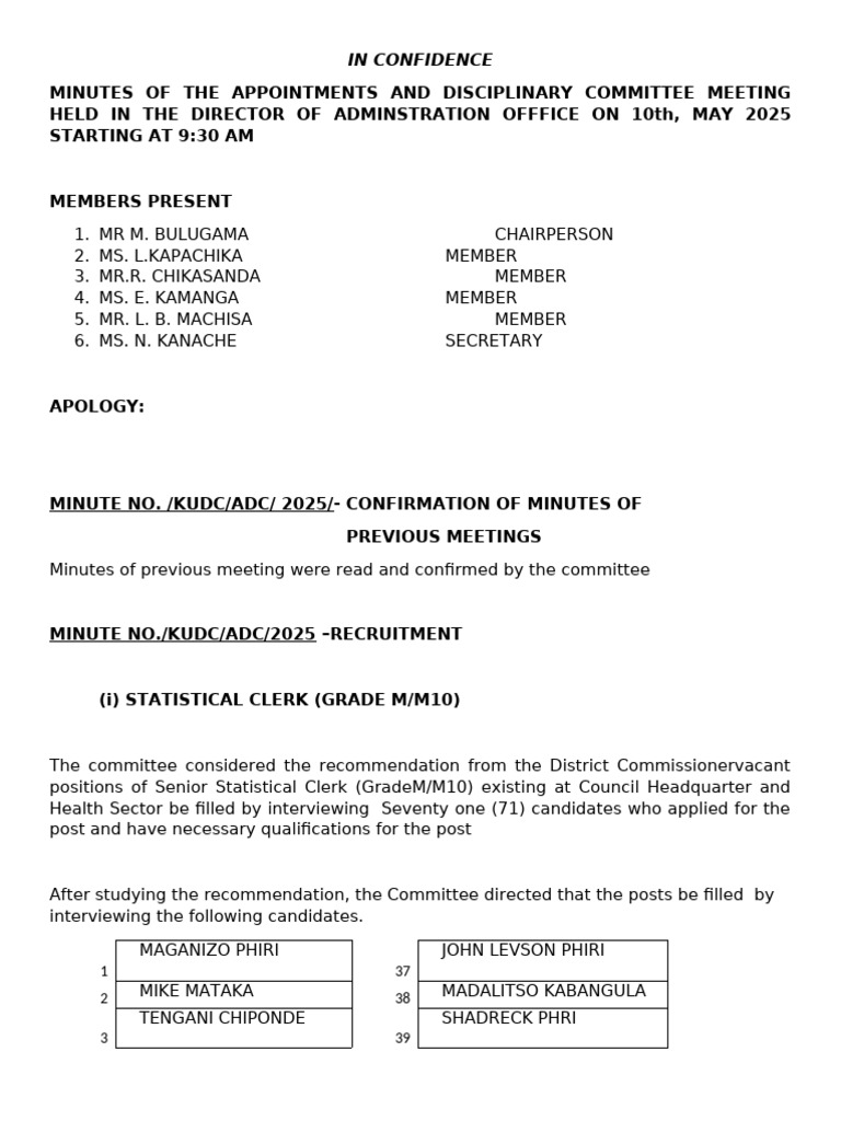 Adc Minutes Hsa Statistical and Hospital 2025 | PDF