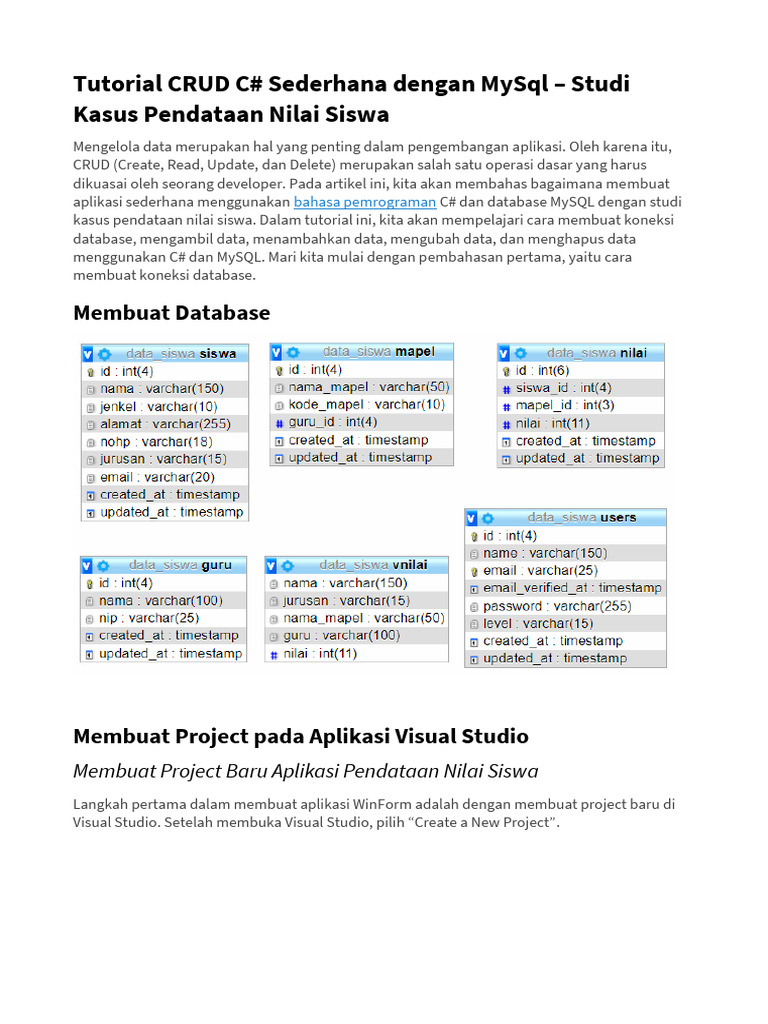 Tutorial Crud C Sharp | PDF